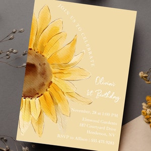 Sunflower Birthday Invitation Floral Party Invite Rustic - Etsy
