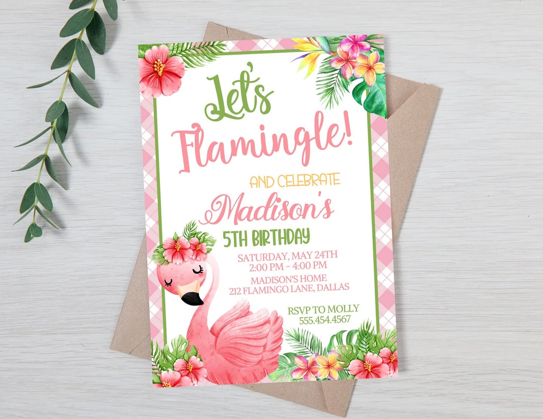 Flamingo Birthday Invitation. Flamingo Invitation. Flamingo Theme Party ...
