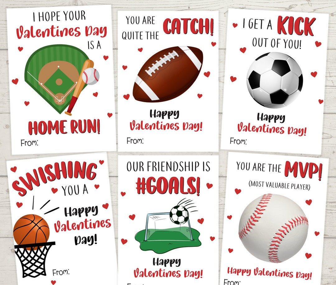Sports Valentine Cards, Kids Valentine Cards, School Valentine Tags ...
