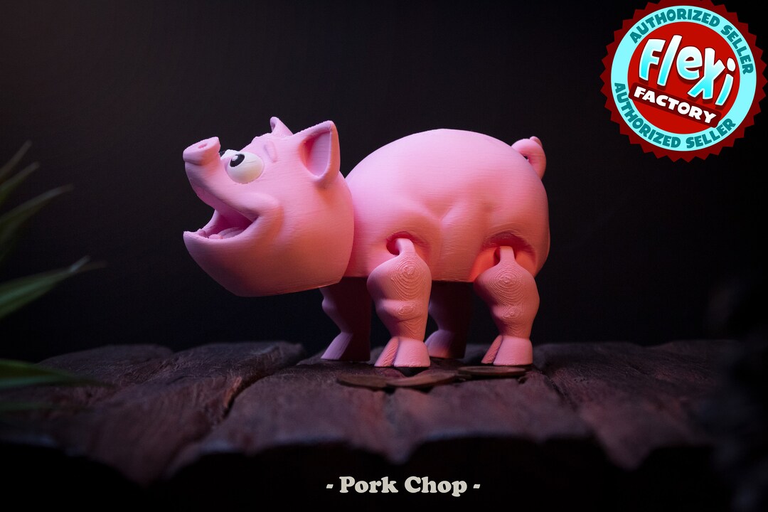 Pork Chop Articulating Desktop Toy, Piggy Bank, 3D Printed Flexi Fidget ...