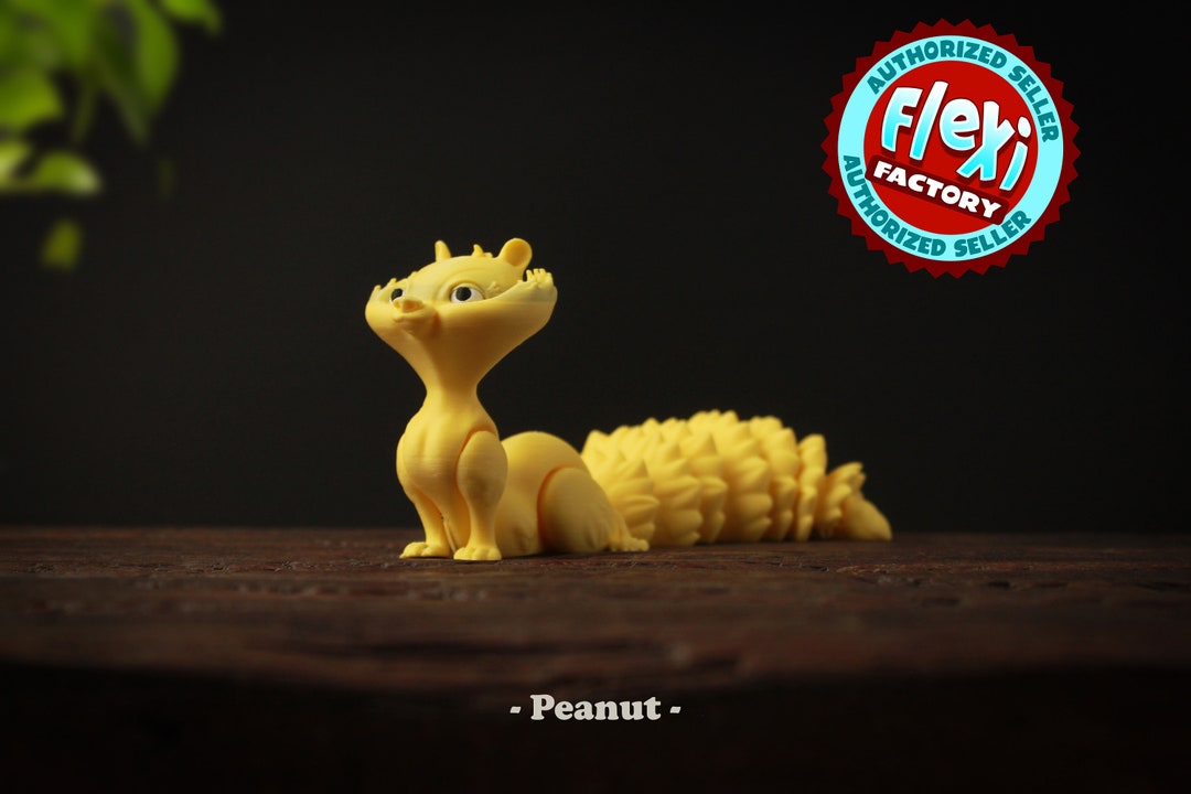 Peanut Articulating Desktop Toy, 3D Printed Squirrel, Flexi Fidget Toy ...
