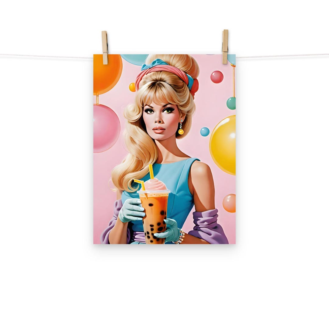 Poster "brigitte Bardot and Her Bubble Tea" - Etsy