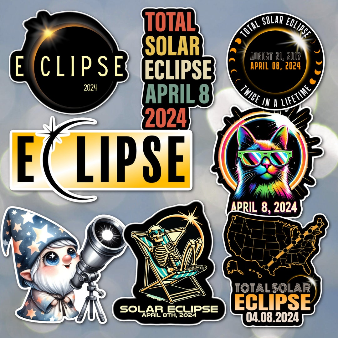 Solar Eclipse 2024 Laminated Laptop Stickers Texas Moon Celestial April ...