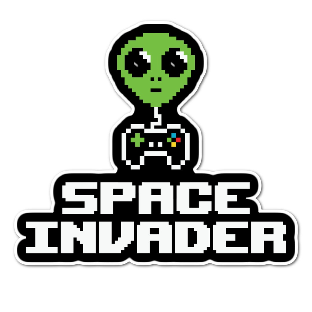 3.25 Space Invader Alien Gamer Laminated Laptop Sticker Digital ...