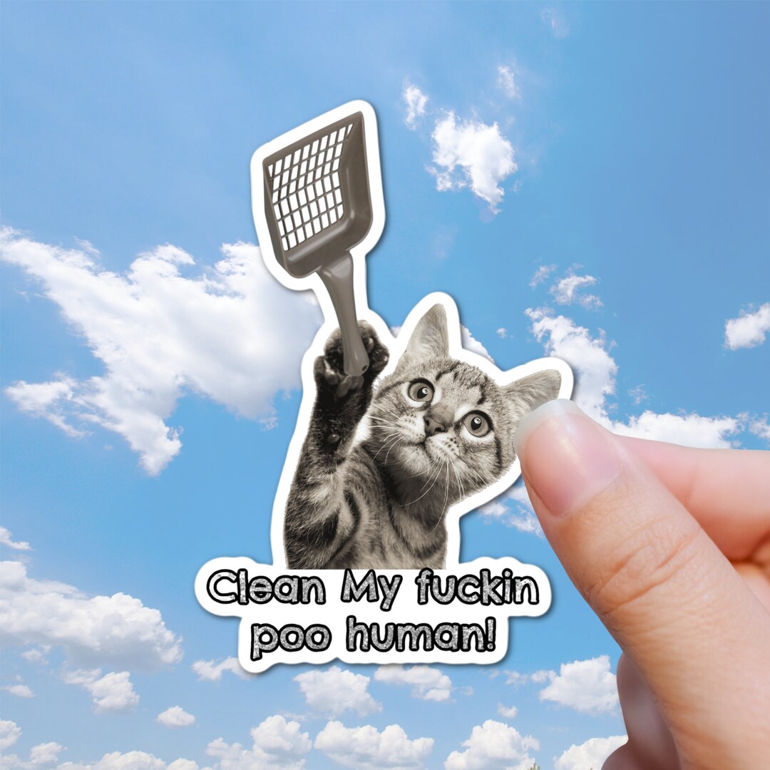 3.5" Clean My Poo Cute Kitten With Litter Scooper Laminated Laptop ...
