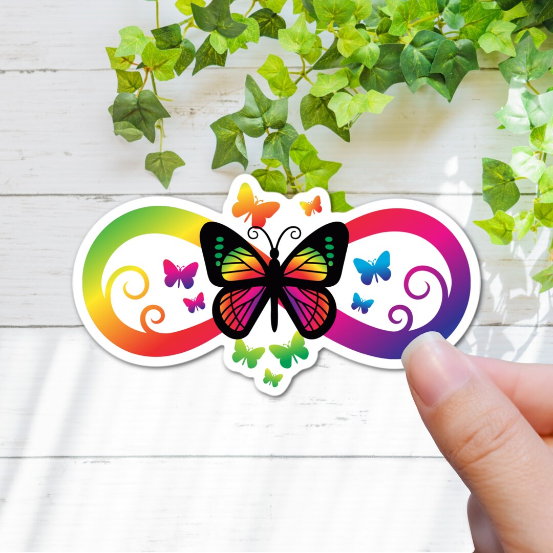 3.5" Autism Rainbow Infinity Butterfly ASD Spectrum Laminated Laptop ...