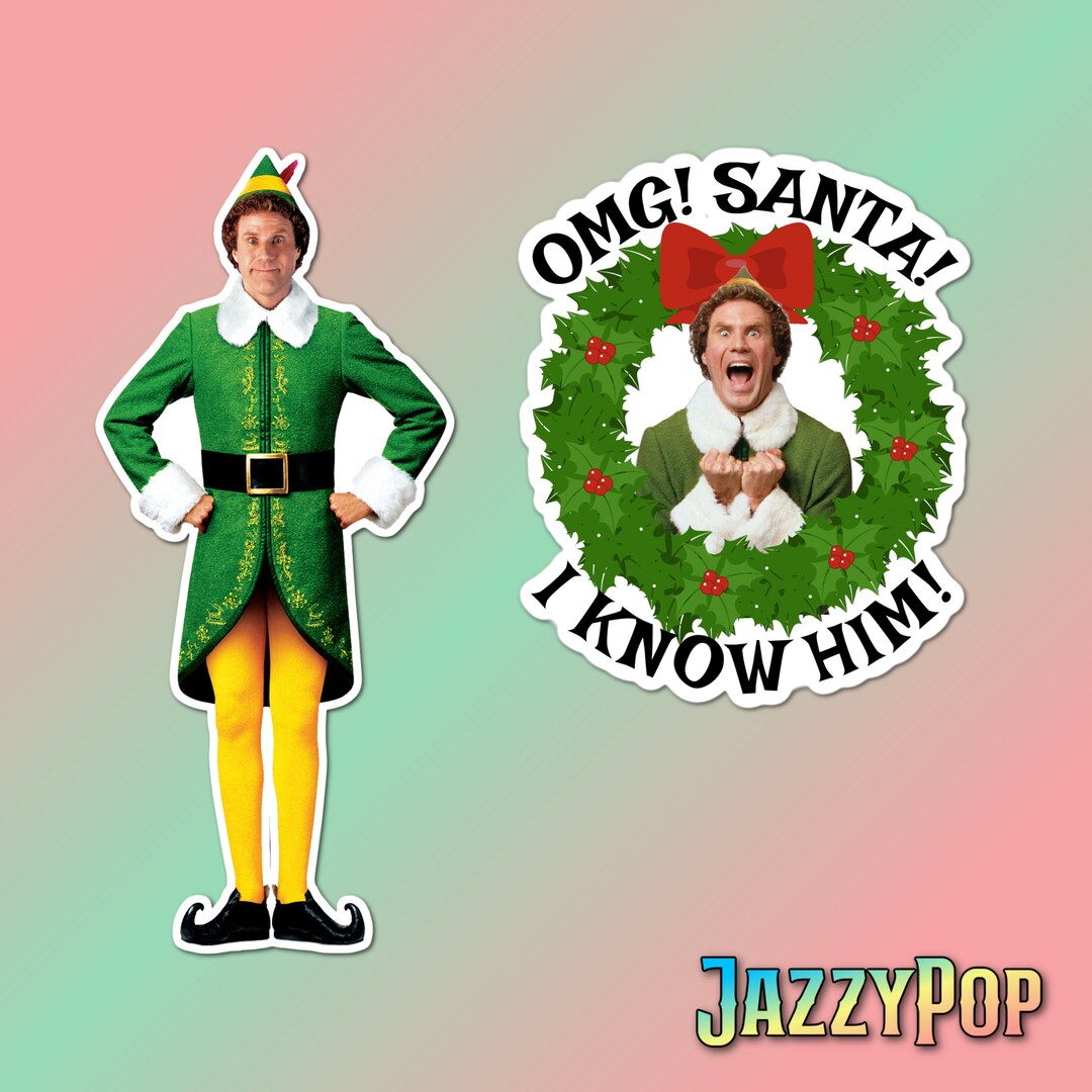3 OMG Santa Elf Christmas Holiday Yule Laminated Stickers St Nick ...