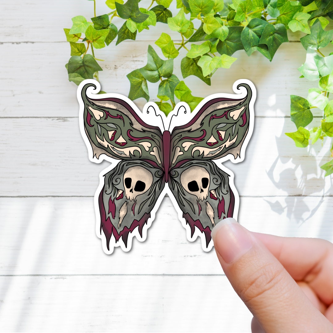 3 Goth Gothic Butterfly Moth Skulls Purple Green Spooky Halloween ...