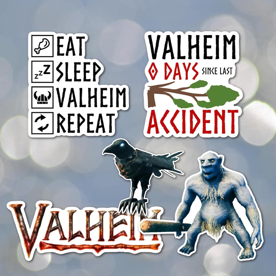 Valheim Bundle Survival Viking Game Gamer Laminated Laptop Stickers ...