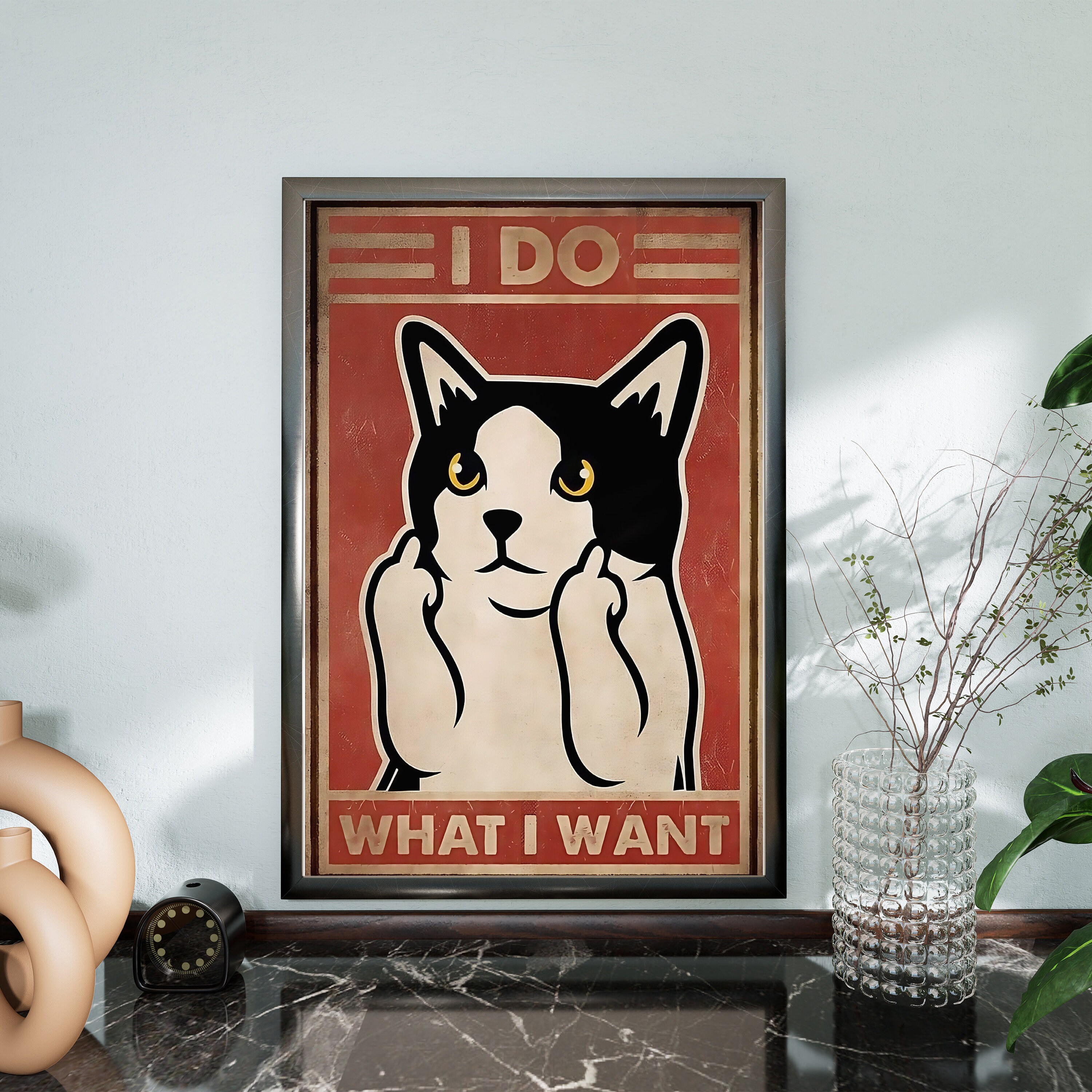 I Do What I Want Cat Funny Poster Vintage Wall Art Canvas - Etsy