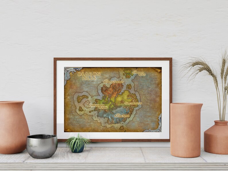 World of Warcraft Dragonflight Map Wall Art, Wow Poster, Kalimdor, Game ...
