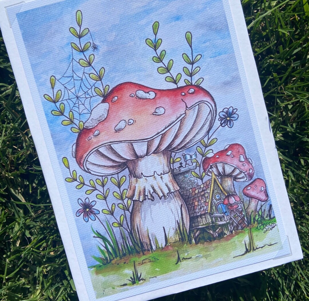Home Sweet Home / Art Print / Boho Art / Nature / Mushroom Home / House ...