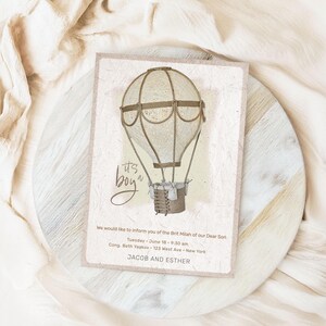 Bris Invitation Brit Milah Invitation Hot Air Balloon Neutral Color Its ...
