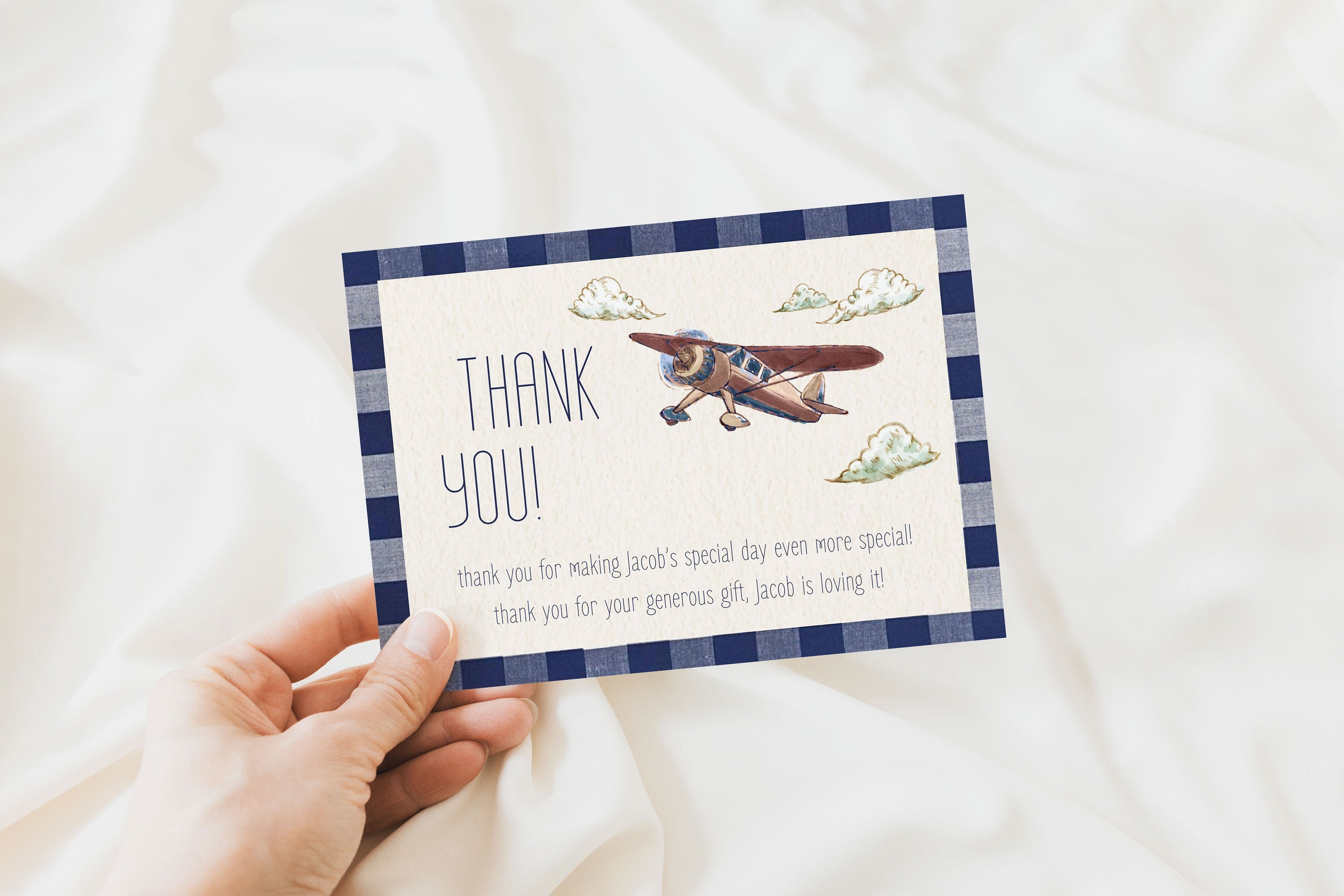 Vintage Airplane Thank You Card, Retro Aviator Plane M14 - Etsy