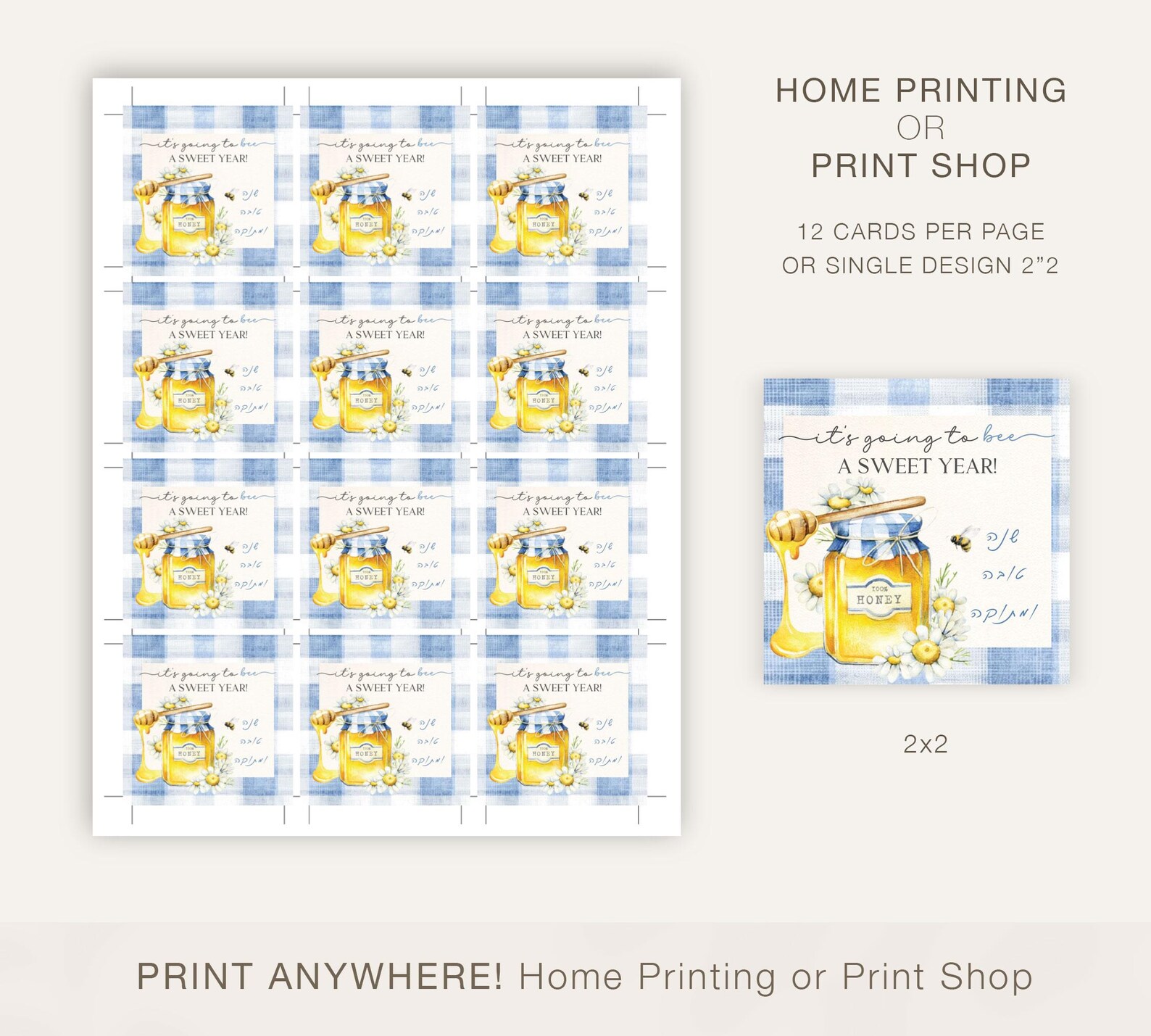 Honey Jar Favor Tag for Rosh Hashana Jewish Sweet New Year Shana Tova ...