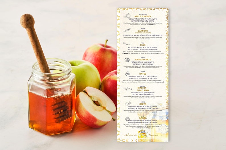 Rosh Hashanah Simanim Card Table Printable Jewish Sweet New Year ...