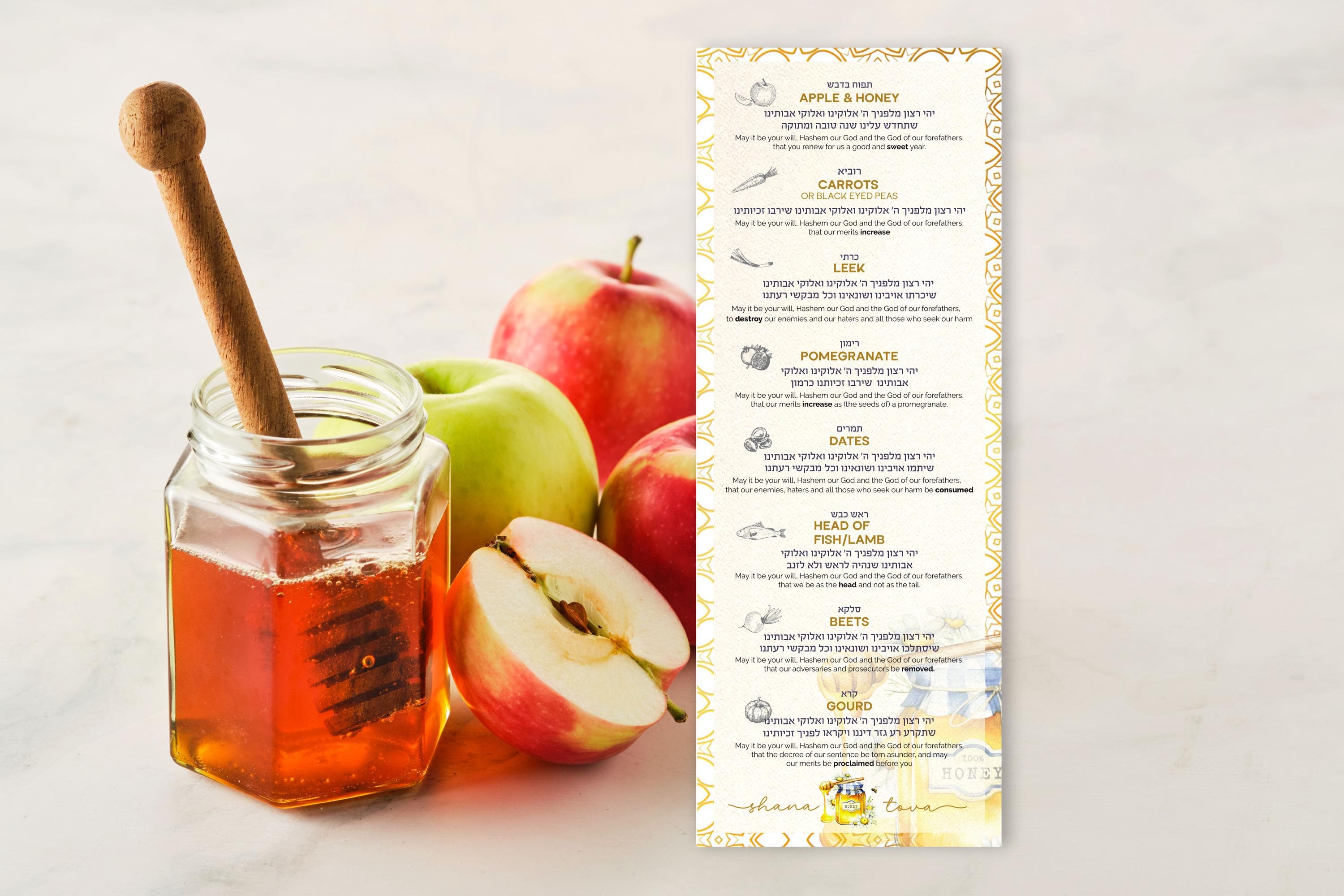 Rosh Hashanah Simanim Card Table Printable Jewish Sweet New Year ...