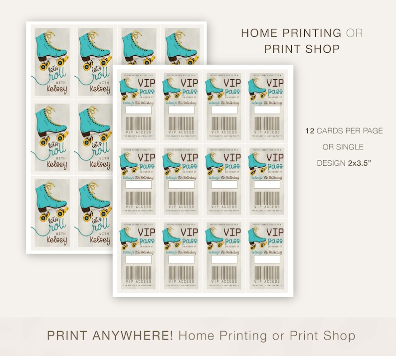 Retro Roller Skate VIP Passes, Let the Good Times Roll Birthday VIP ...