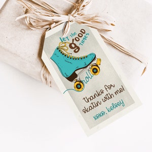 Retro Roller Skate Theme Favor Tags, Roller Skating Party Thank You ...