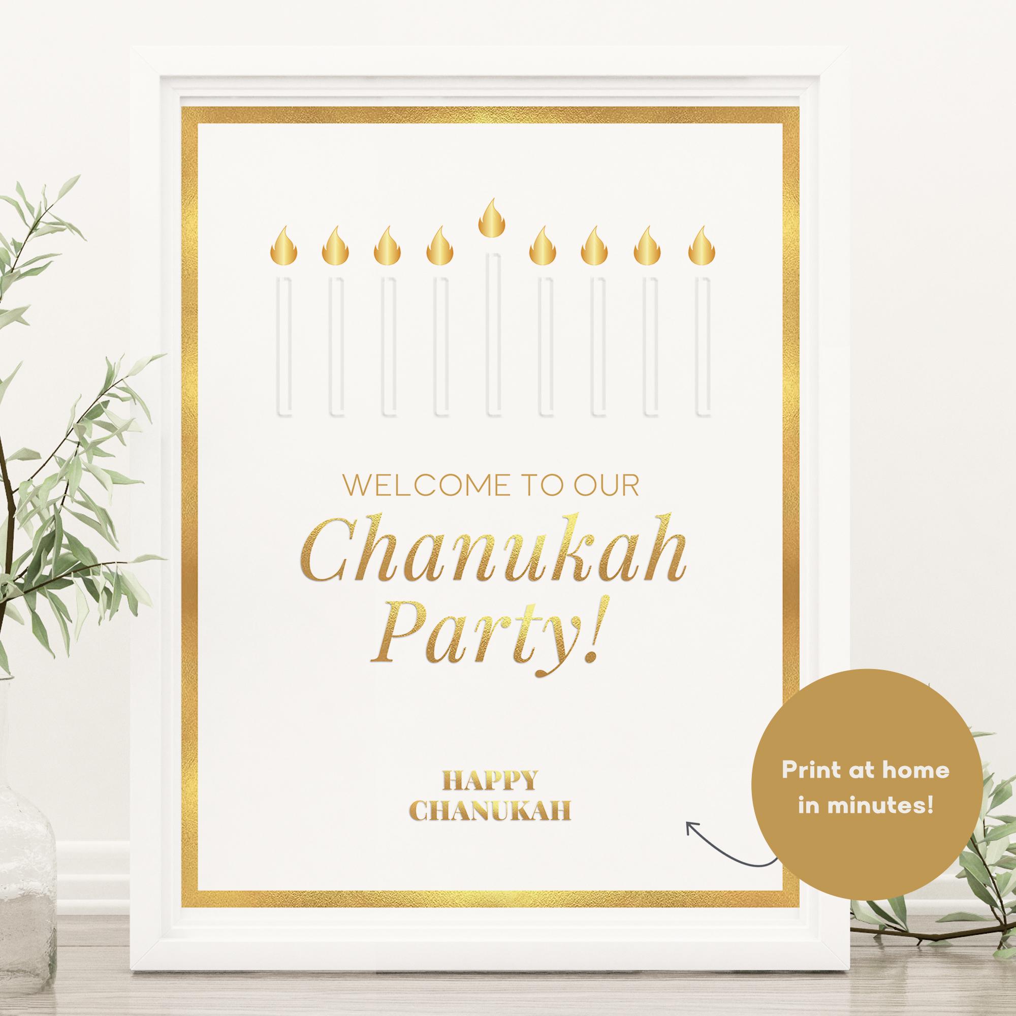 Welcome to Our Hanukkah Party Sign, Chanukah Party Welcome Sign ...