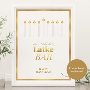 HANUKKAH LATKE BAR Printable Sign, Happy Hanukkah Party Sign M29 - Etsy