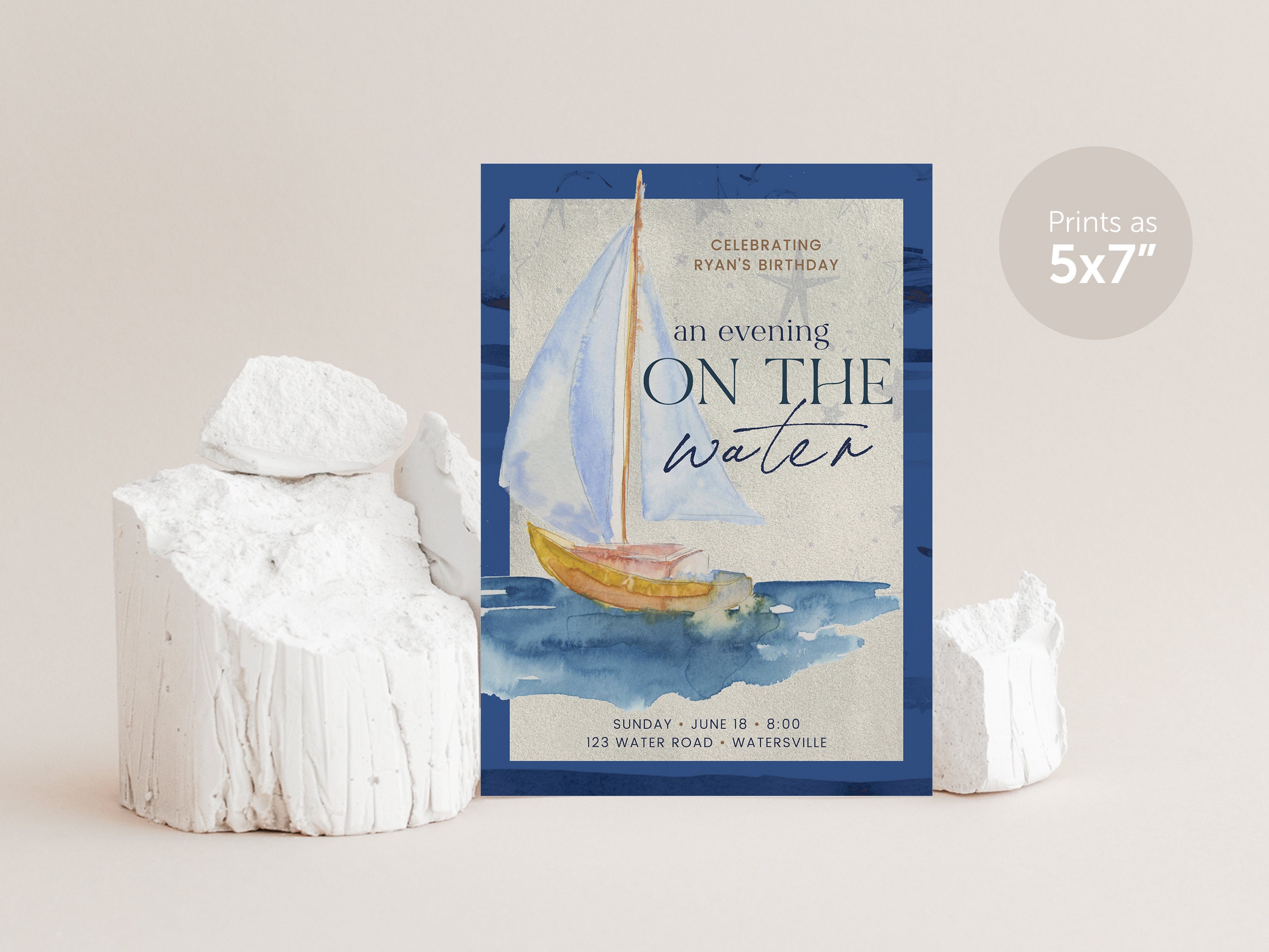 Nautical Boat Party Invitation, an Evening on the Water, Vintage ...
