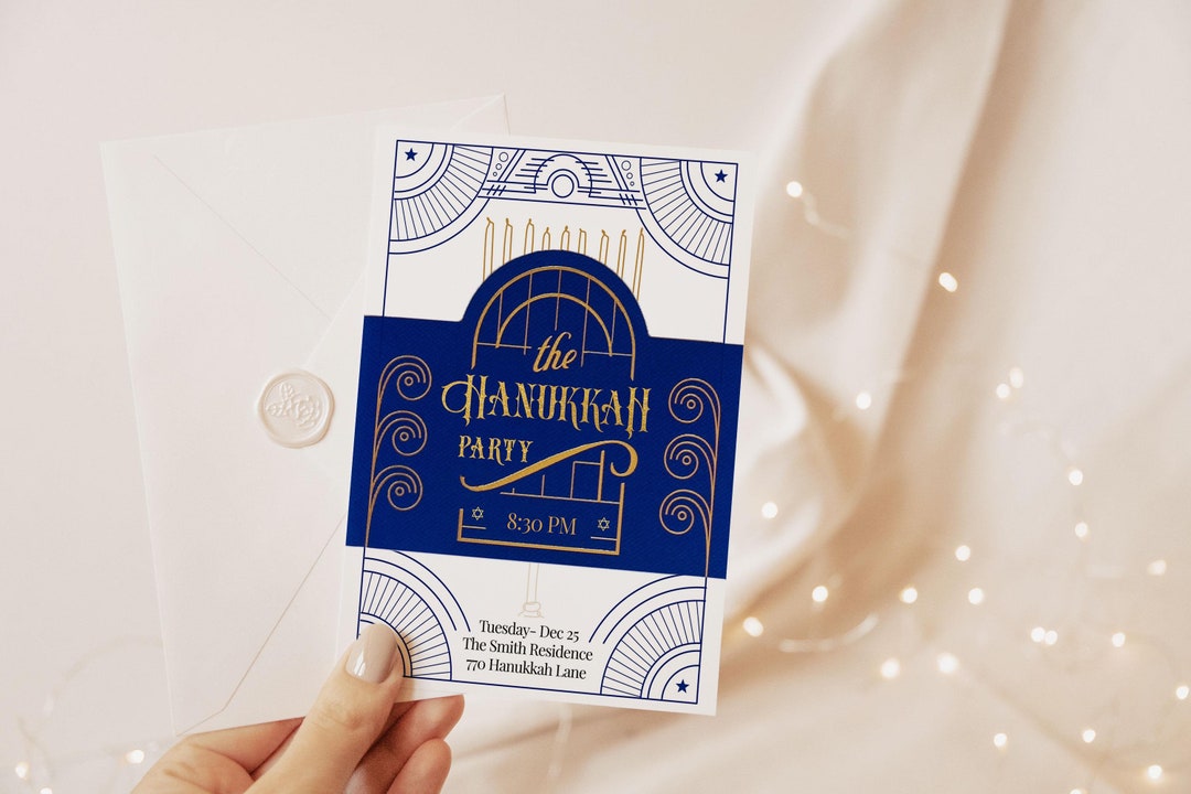 Hanukkah Party Invitation Chanukah Invite for Happy Hannukkah Menorah ...