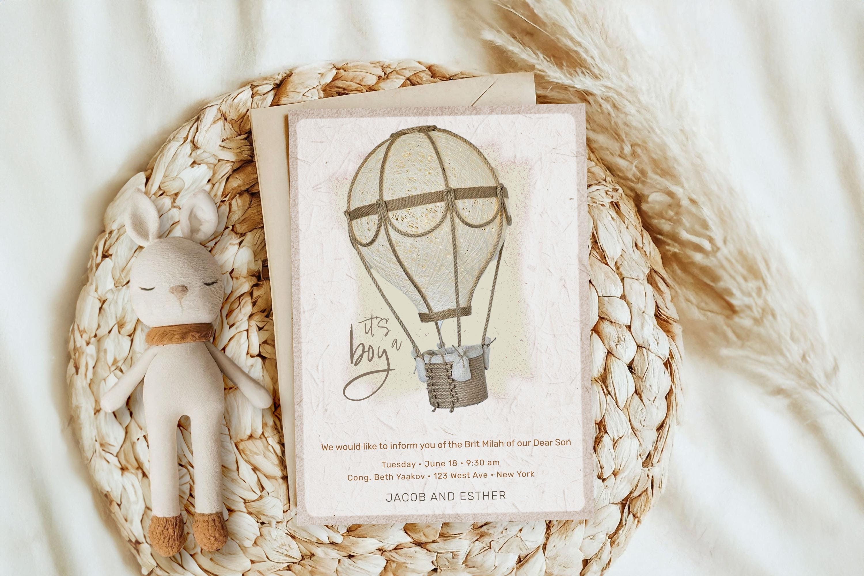 Bris Invitation Brit Milah Invitation Hot Air Balloon Neutral Color Its ...