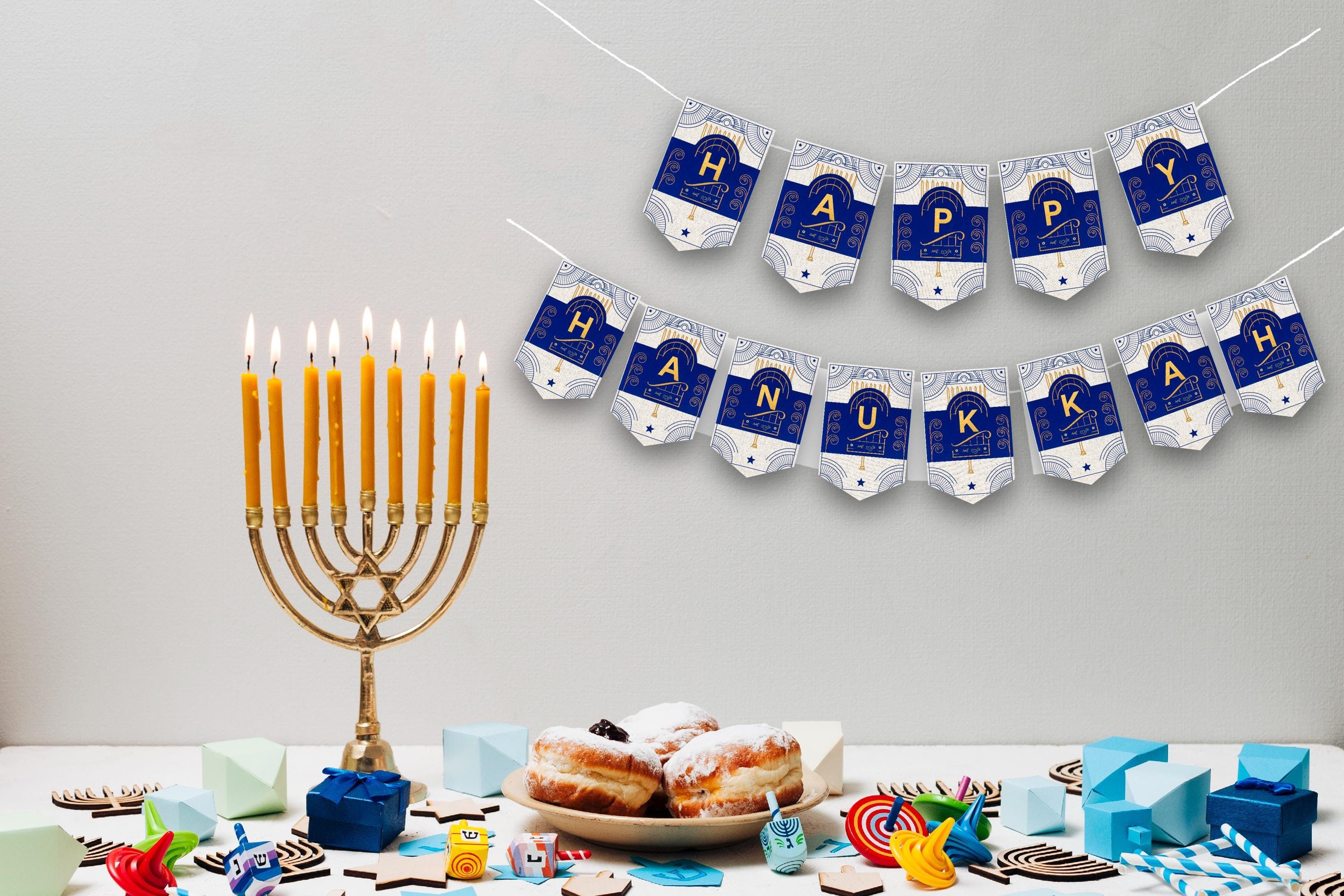Happy Hanukkah Banner Hanukkah Decor Hanukkah Party Hanukkah Sign ...