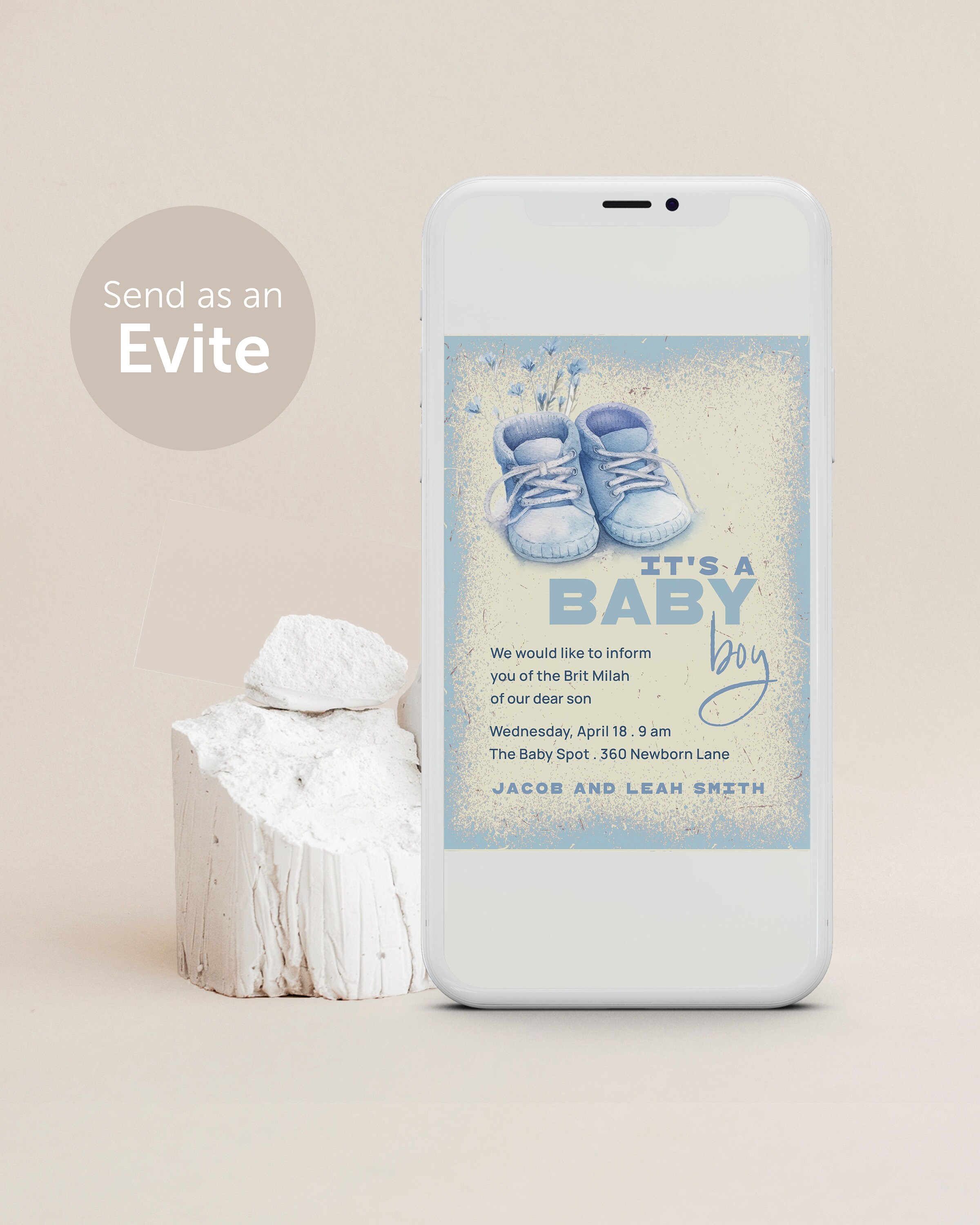 Bris Invitation, Brit Milah Invitation, Baby Blue Shoes Bris Invitation ...