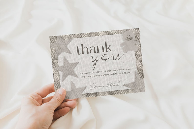 Baby Knit Teddy Bear and Star Brit Milah Thank You Card, Birth ...