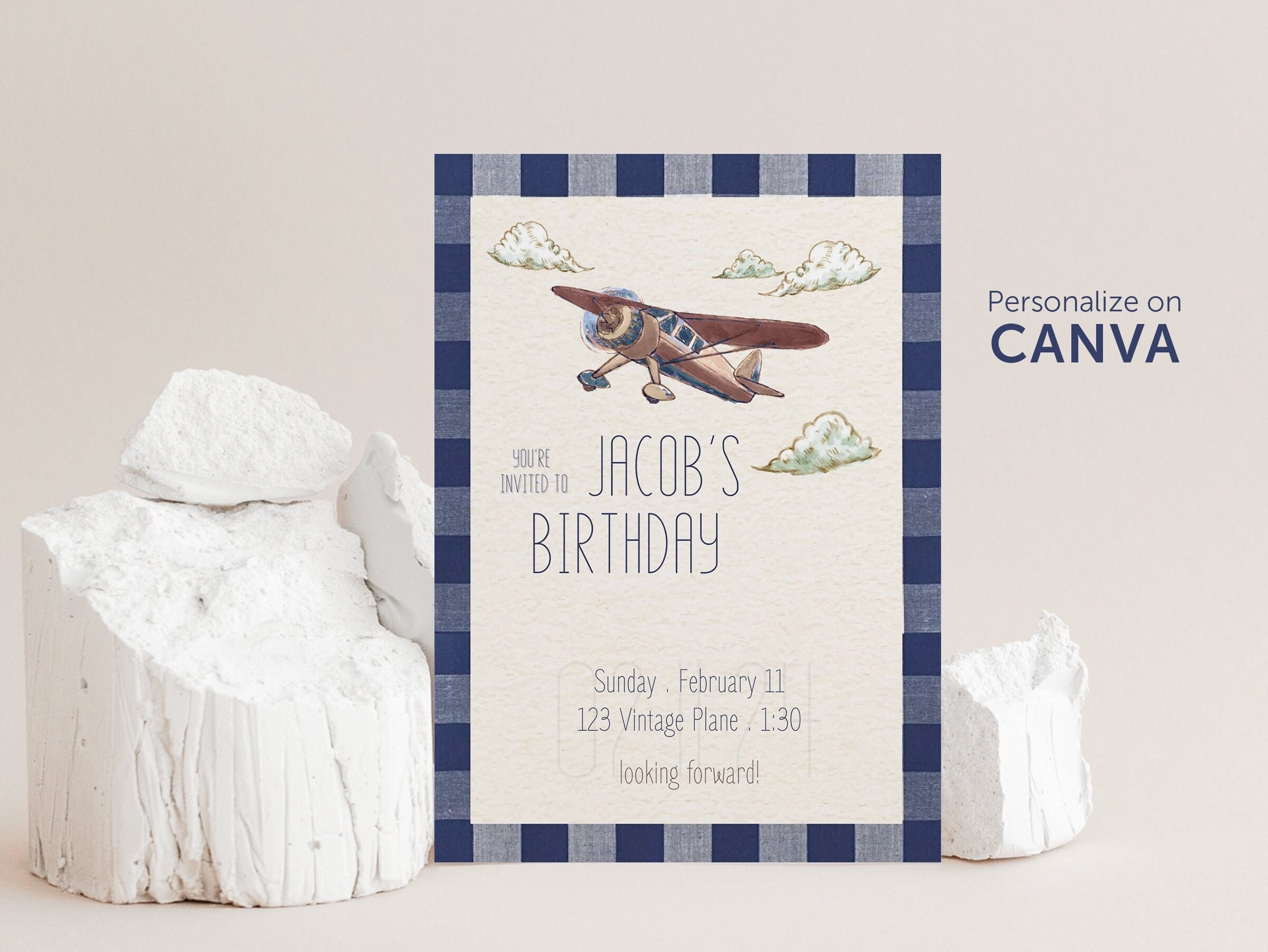 Vintage Airplane Birthday Invitation, Vintage Aviator Upsherin Evite ...