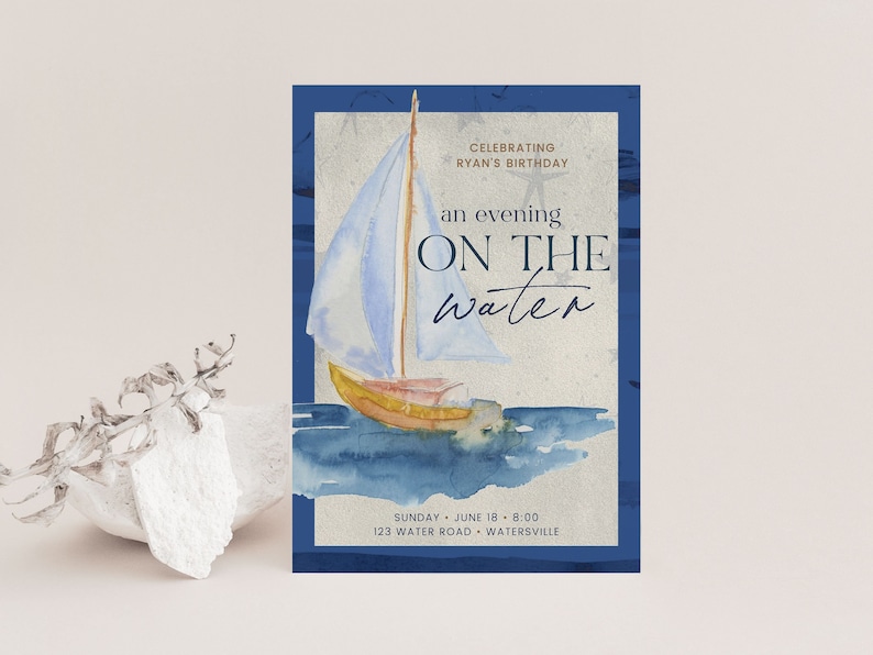 Nautical Boat Party Invitation, an Evening on the Water, Vintage ...