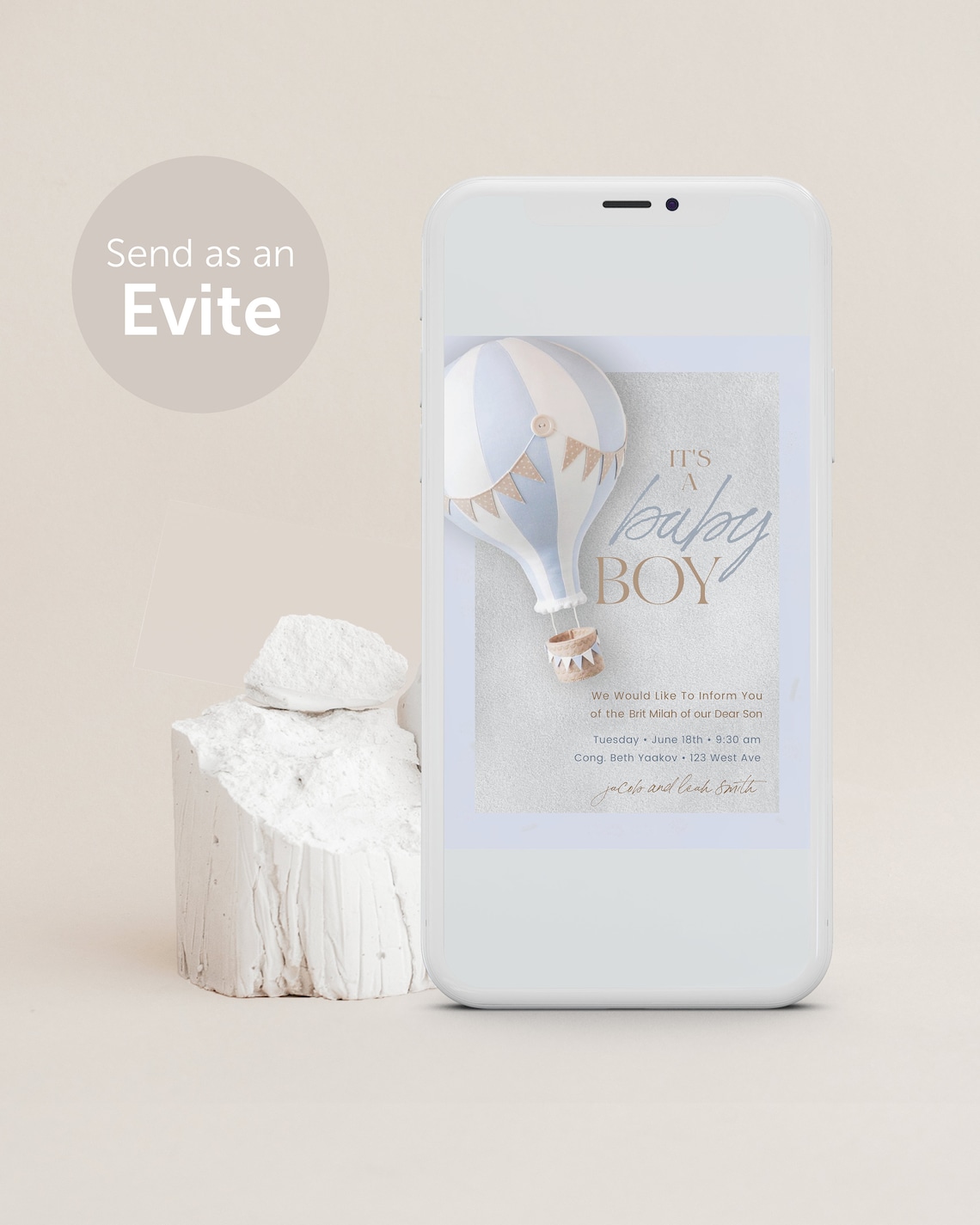 Bris Invitation, Hot Air Balloon Bris Invitation, ברית מילה Brit Milah ...