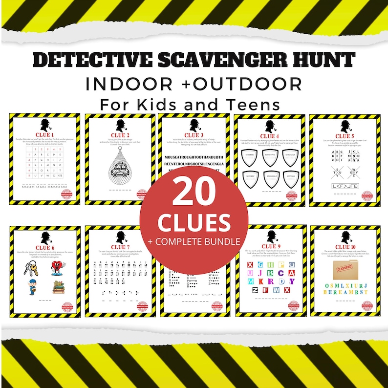 Detective Scavenger Hunt for Kids and Teens,spy Scavenger Hunt ...