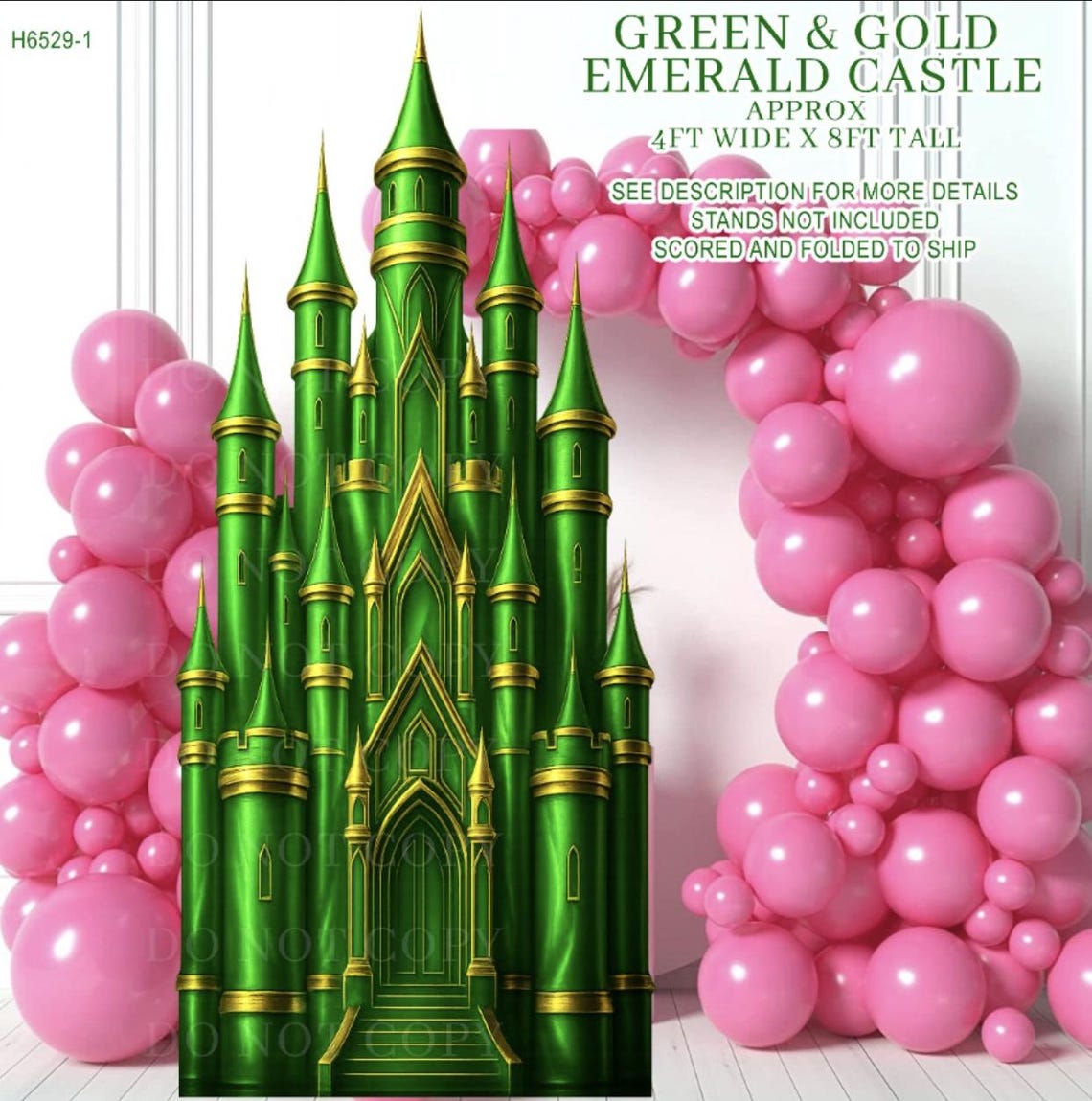 H6529 Green & Gold Emerald Castle. Stands Not Included. Scored and Folded to Ship. - Etsy
