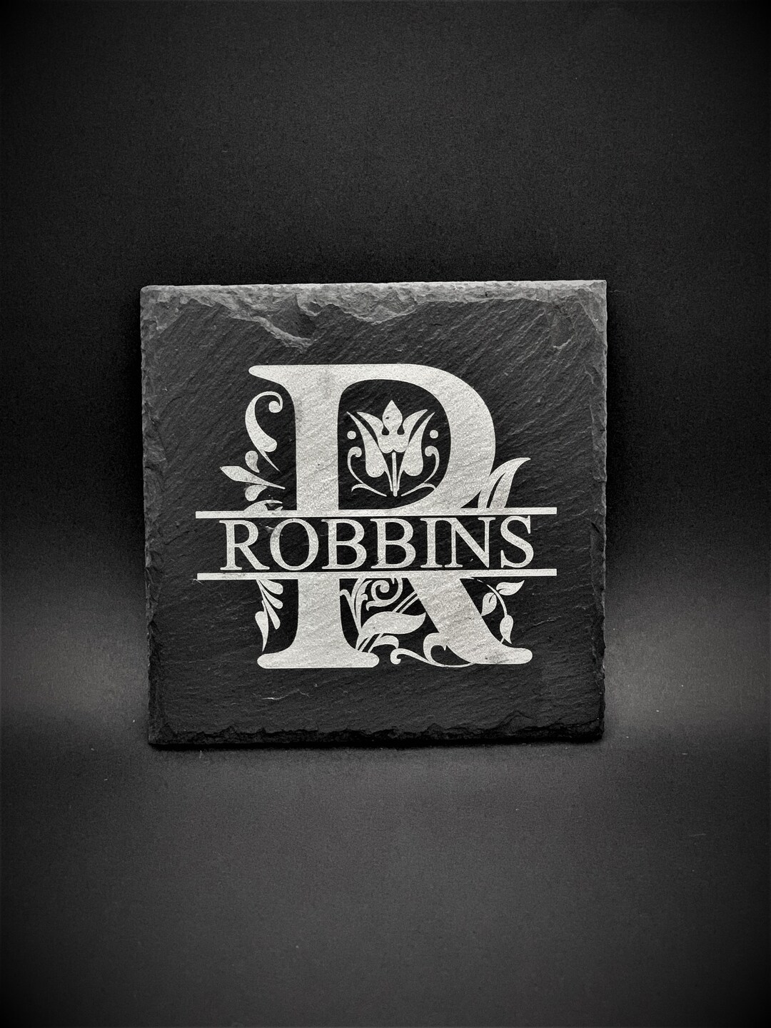 Slate Coaster 4 Square, Custom Monogrammed - Etsy