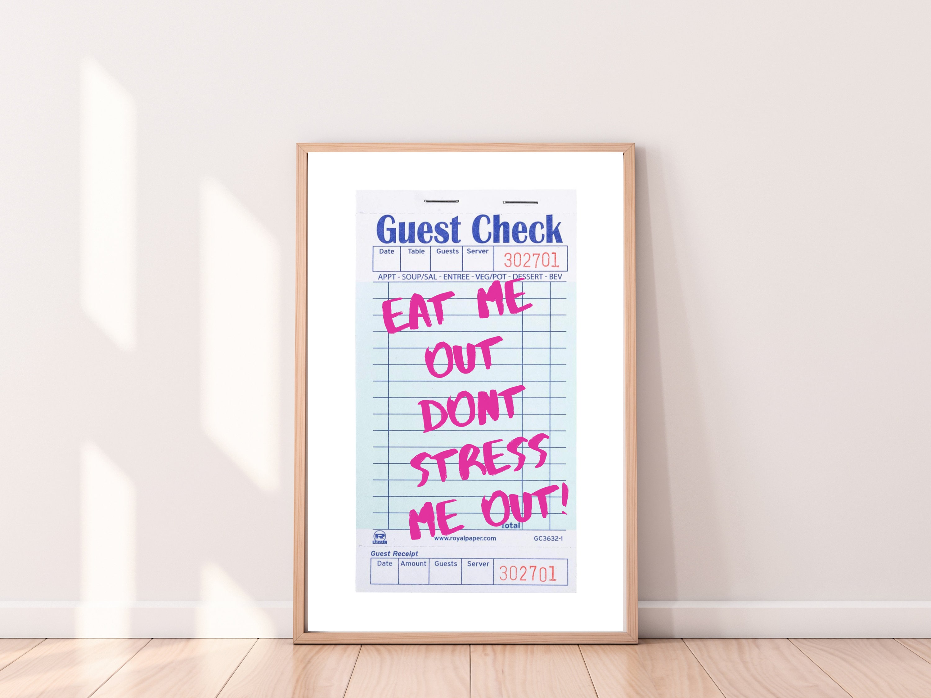 Guest Check Quote Print Eat Me Out Dont Stress Me Out Guest Check Print ...