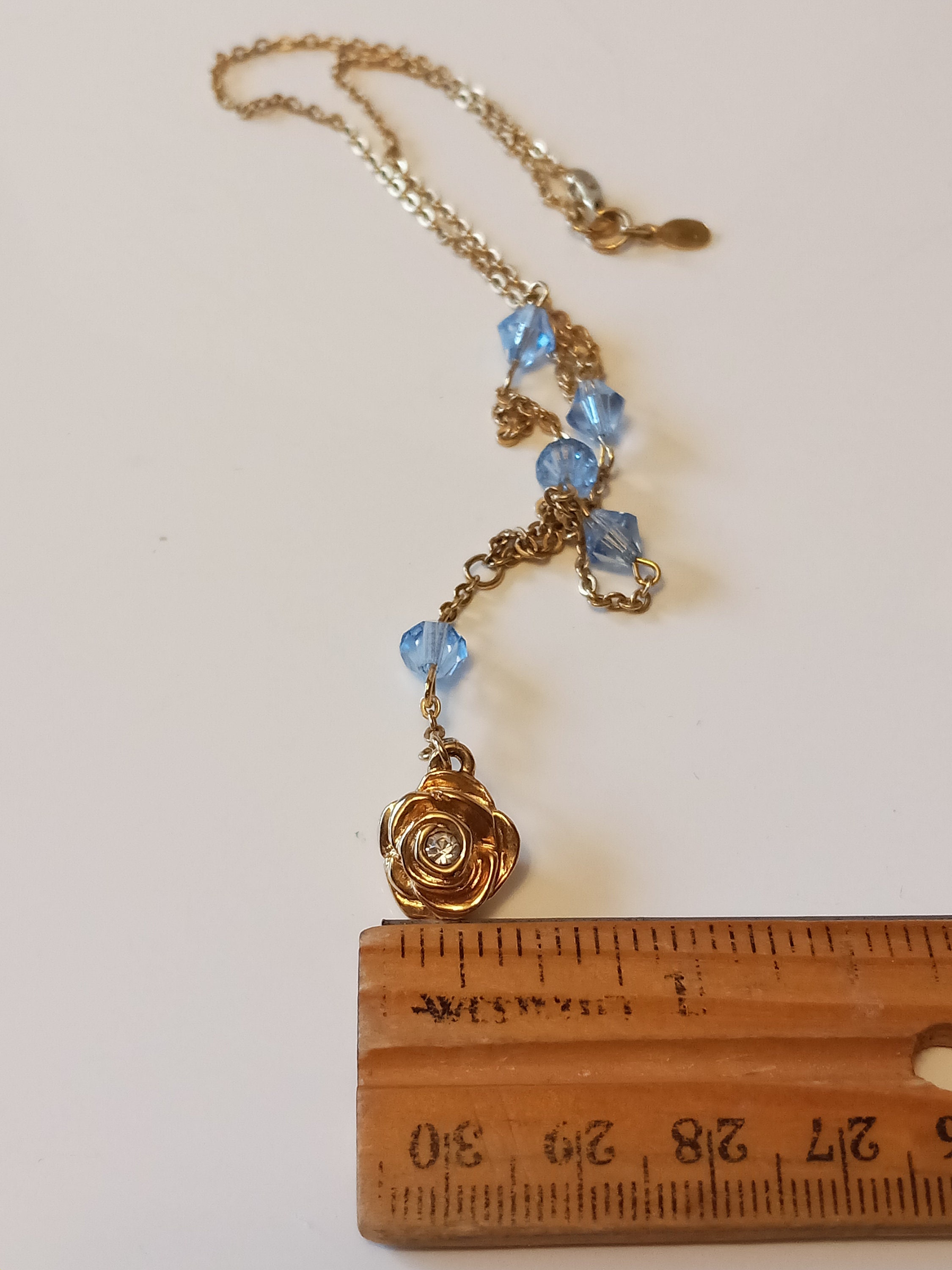 Givenchy Vintage Rose Blue Crystal Chain Pendant Necklace. - Etsy