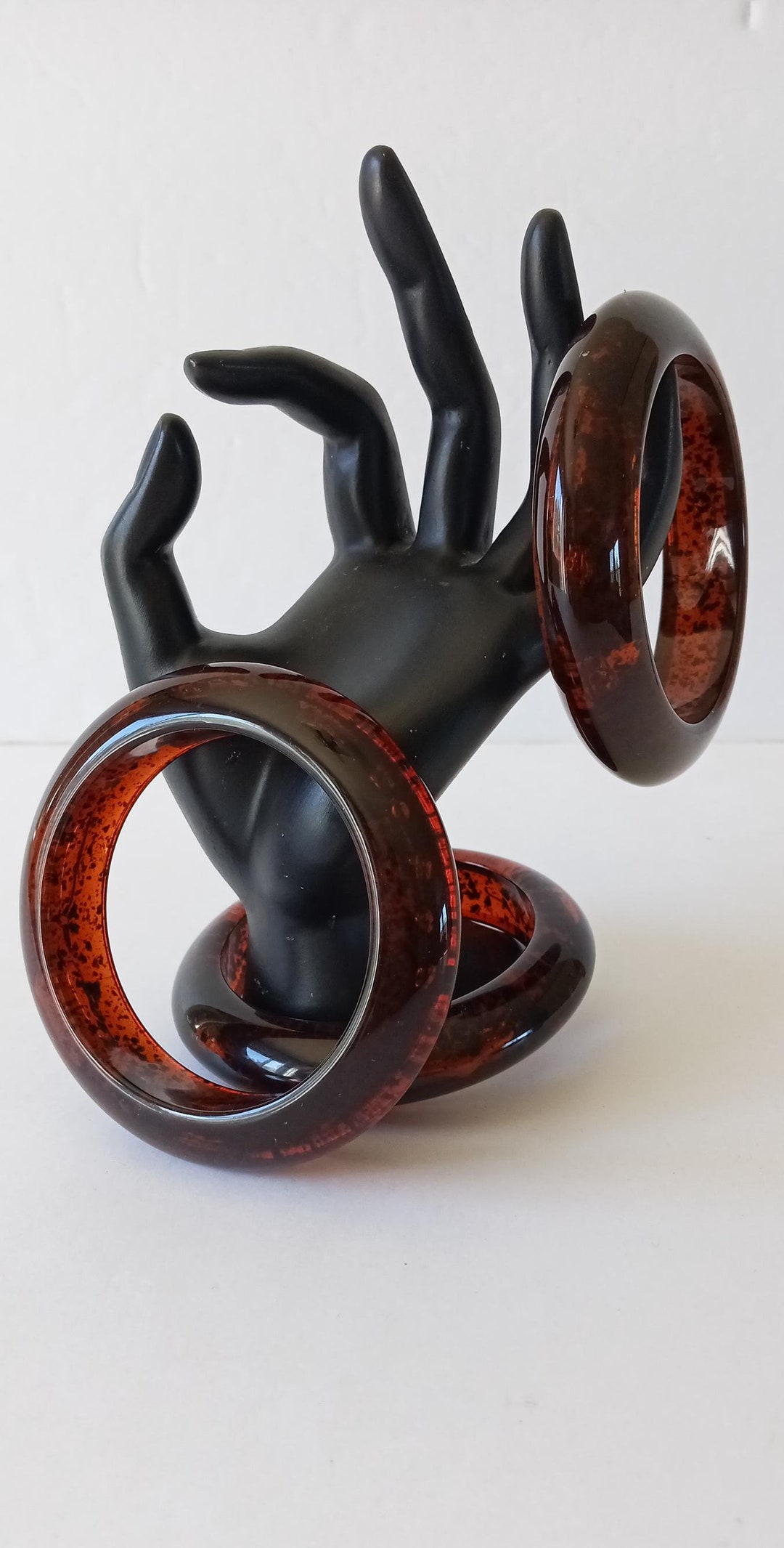 3 Chunky Acrylic Bangle Bracelets. Brown Black. - Etsy