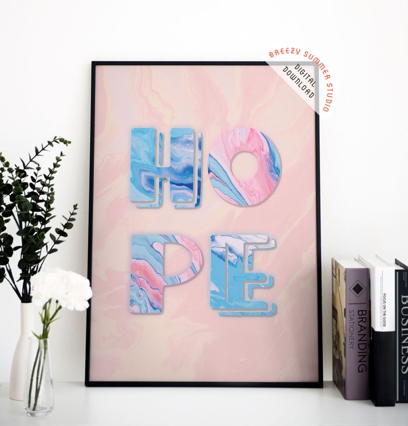 Hope Digital Art Motivational Poster Home Room Decor Wall - Etsy
