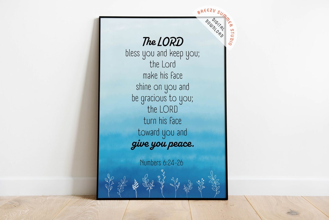 Numbers 6 Bible Verse Art Watercolor Background Digital Print Wall Art ...