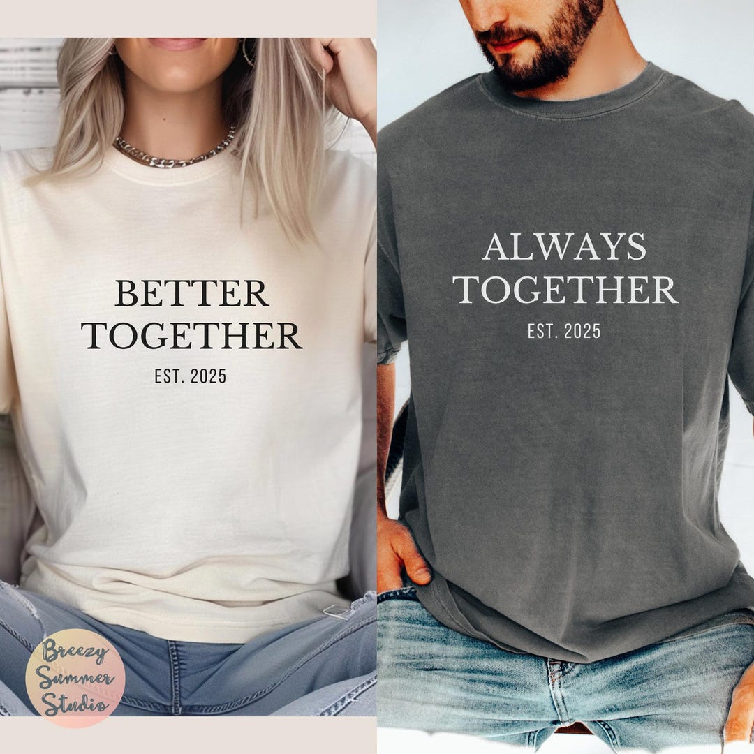 Custom Couple Shirt, Comfort Colors, Personalized Engagement Gift ...