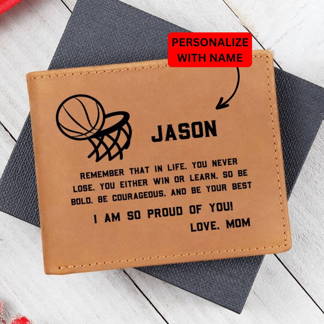 Personalized Wallet for Son From Mom, Basketball Wallet Christmas ...