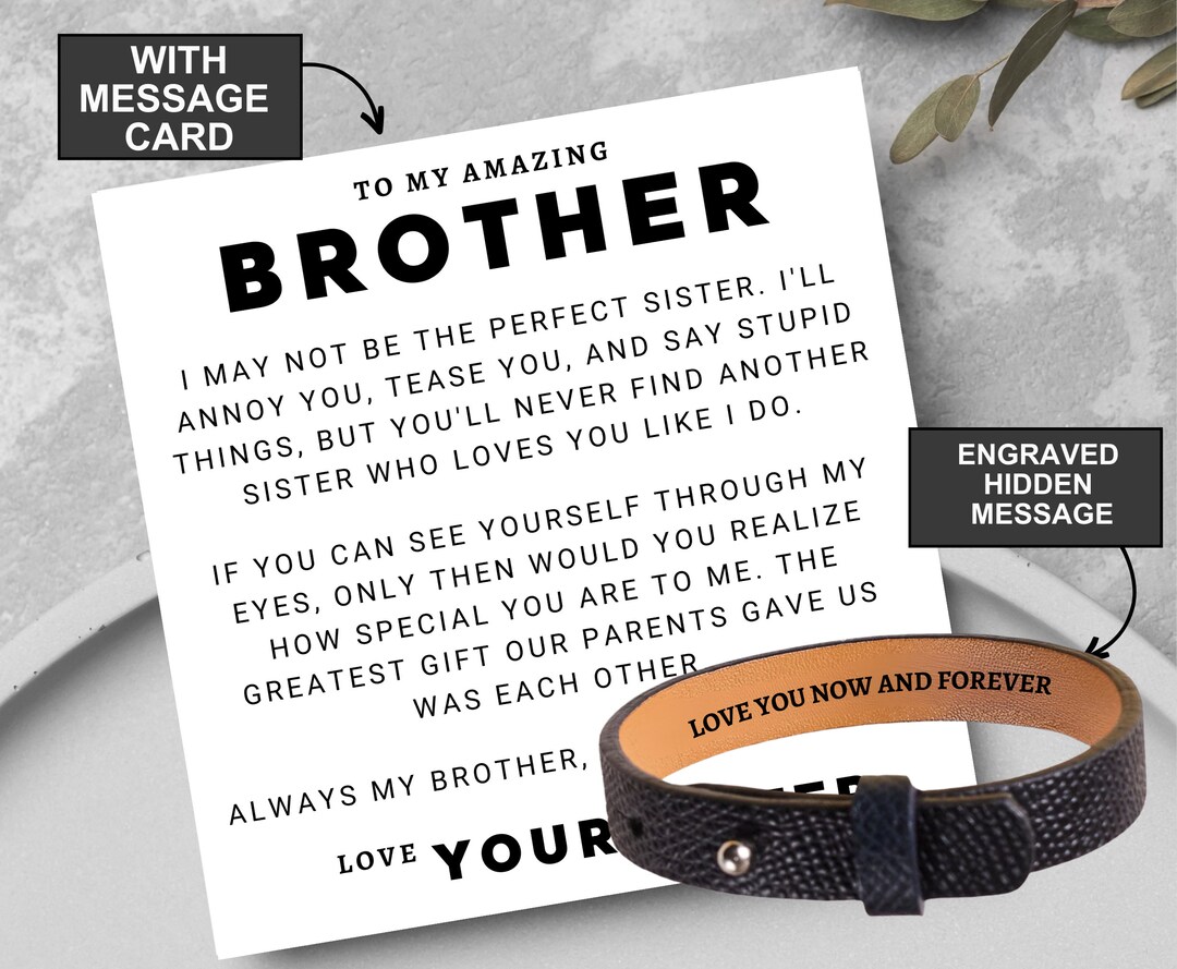 Personalized Leather Bracelet for Brother From Sister, Christmas ...