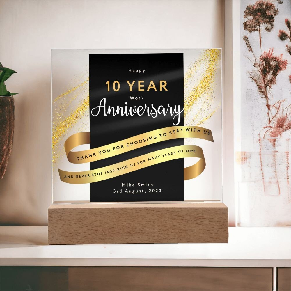 10 Year Work Anniversary Gift From Co-worker Boss Friend, 10th Employee ...