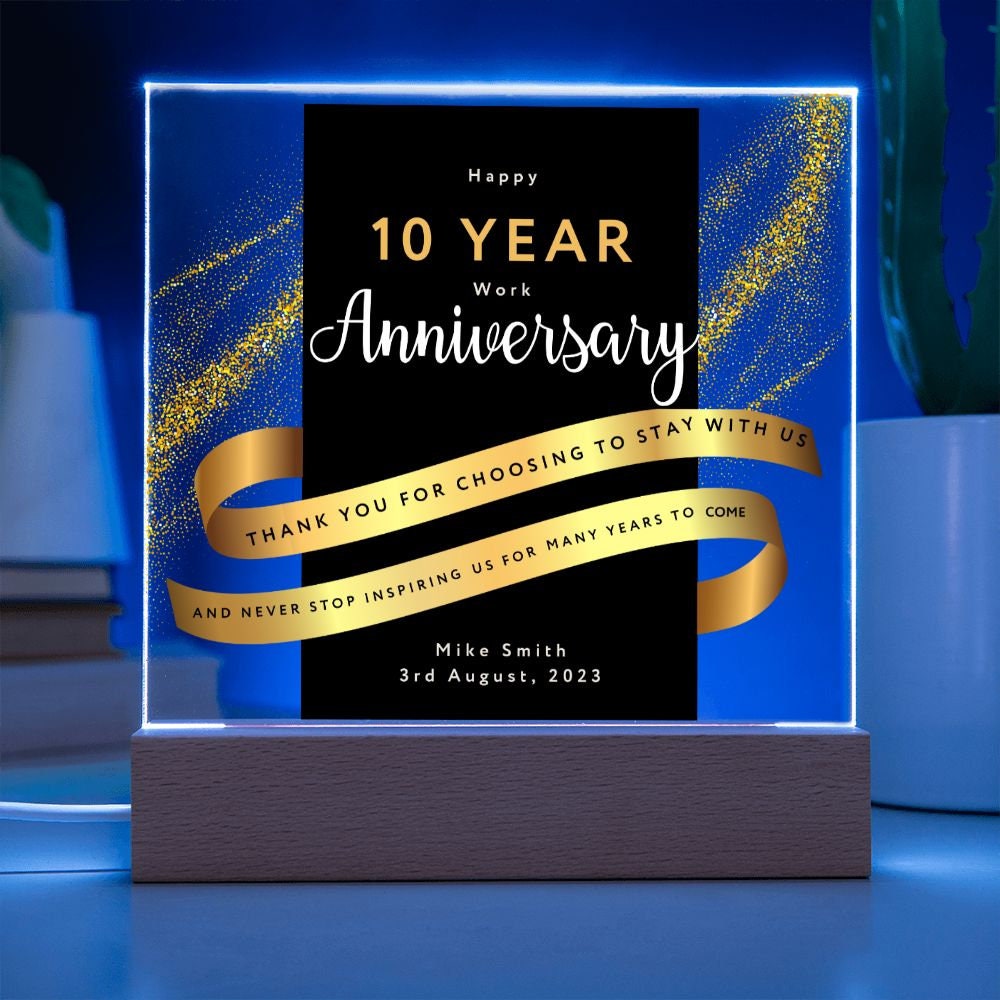 10 Year Work Anniversary Gift From Co-worker Boss Friend, 10th Employee ...