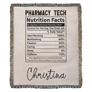 Pharmacy Tech Nutrition Facts Blanket, Personalized Pharmacy Technician ...