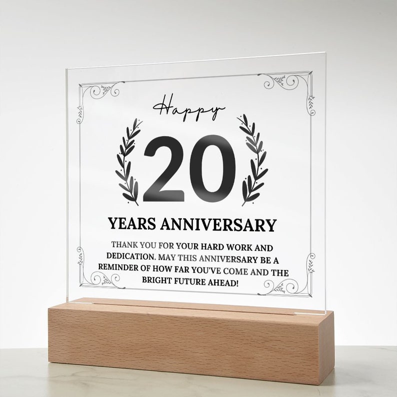 20 Year Work Anniversary Gift From Co-worker Boss Friend 20th - Etsy