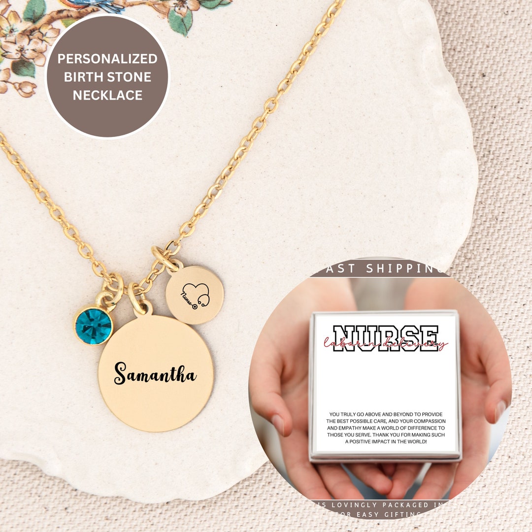 Labor and Delivery Nurse Personalized Birthstone Necklace, Gift for ...